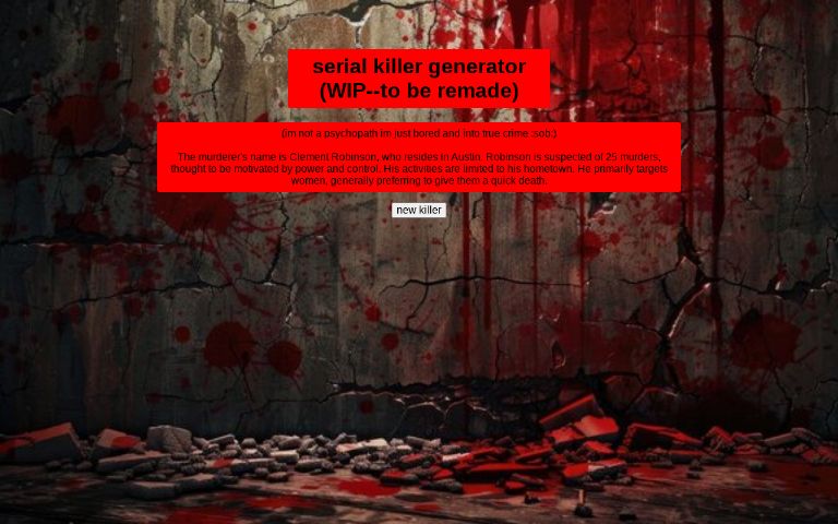 serial killer generator (WIP--to be remade)