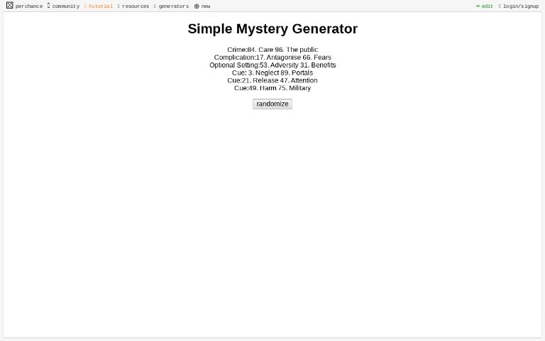 Simple Mystery Generator
