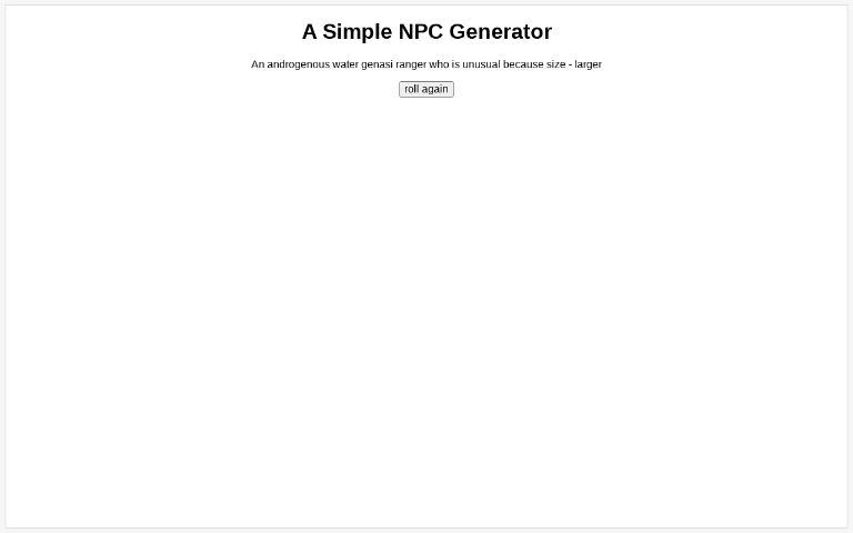 A Simple Npc Generator