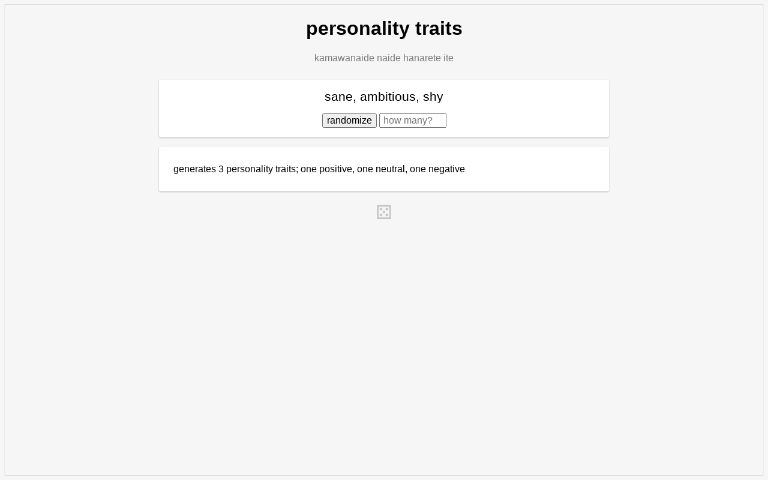 personality traits ― Perchance Generator