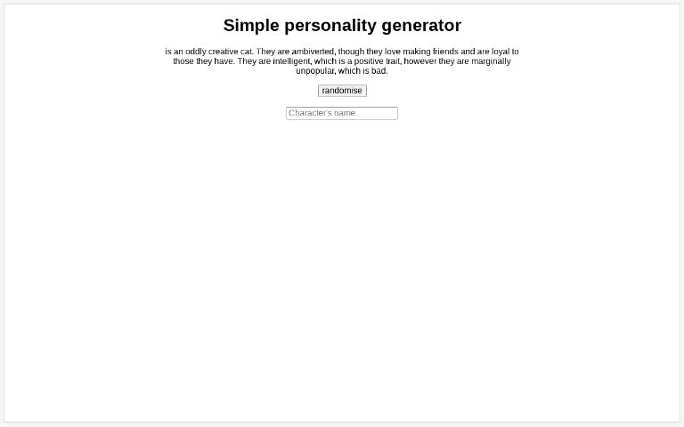Simple personality generator