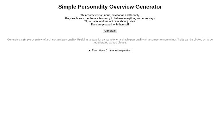 Simple Personality Overview Generator