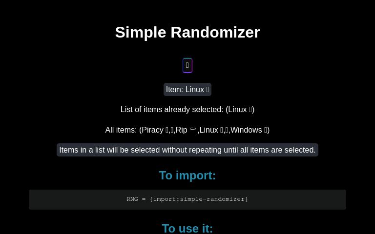 Simple Randomizer ― Perchance Generator