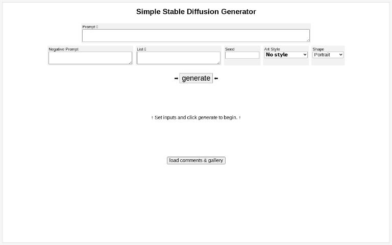 Simple Stable Diffusion Generator