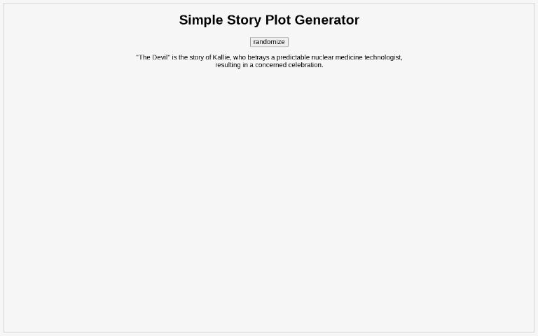 Simple Story Plot Generator