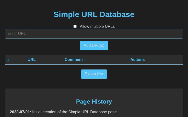 Simple URL Database ― Perchance Generator