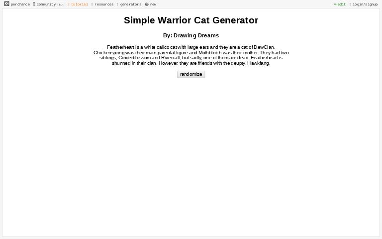 Simple Warrior Cat Generator