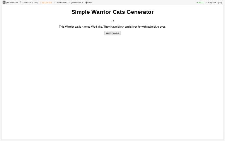 Simple Warrior Cats Generator
