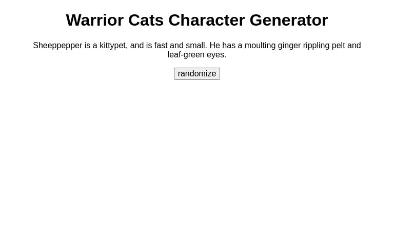 Warrior Cats Character Generator