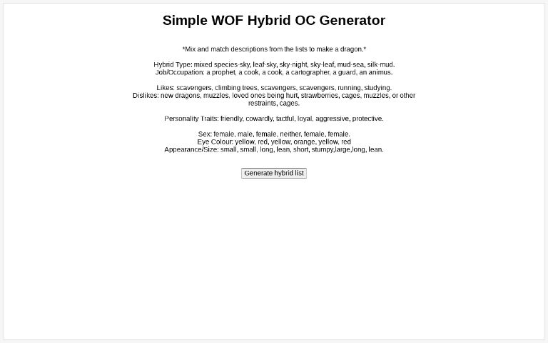 Simple WOF Hybrid OC Generator