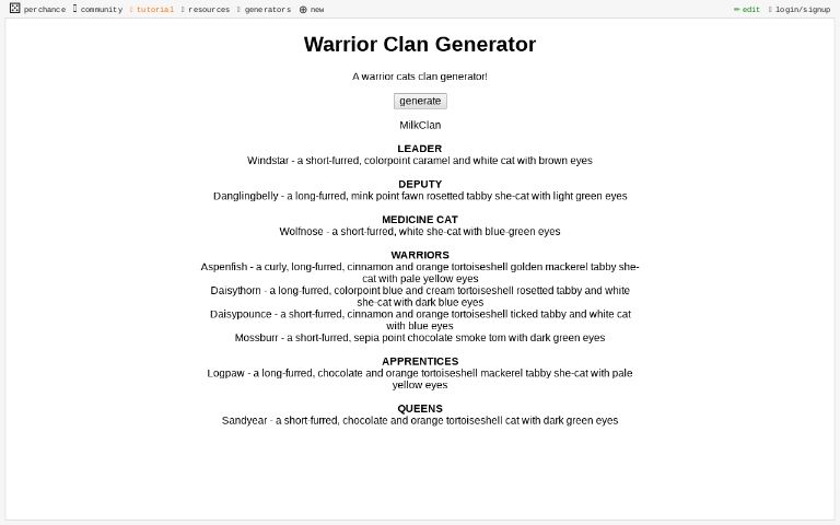 Warrior Clan Generator