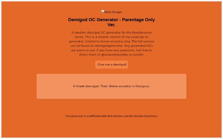 Demigod OC Generator - Parentage Only Ver.