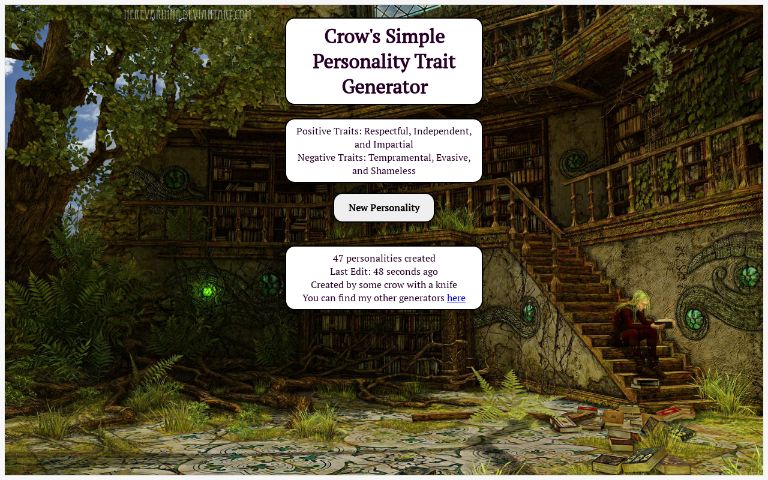 Crow's Simple Personality Trait Generator