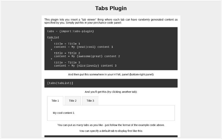 Tabs Plugin