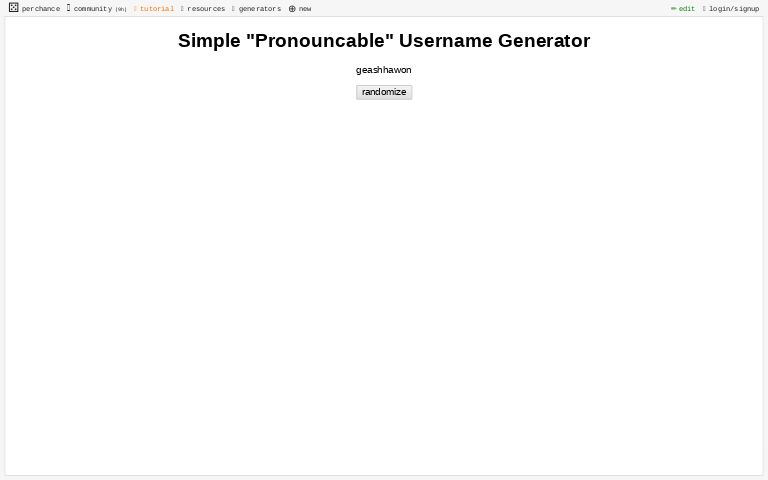 Simple "Pronouncable" Username Generator