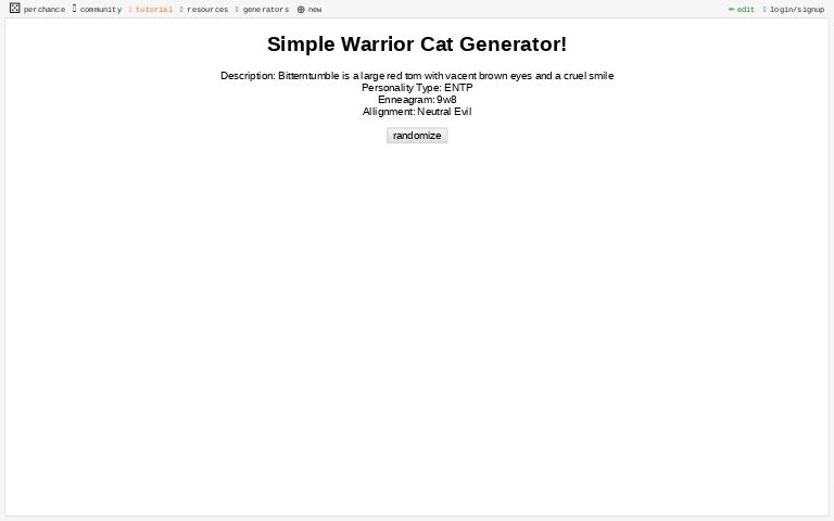 Simple Warrior Cat Generator!