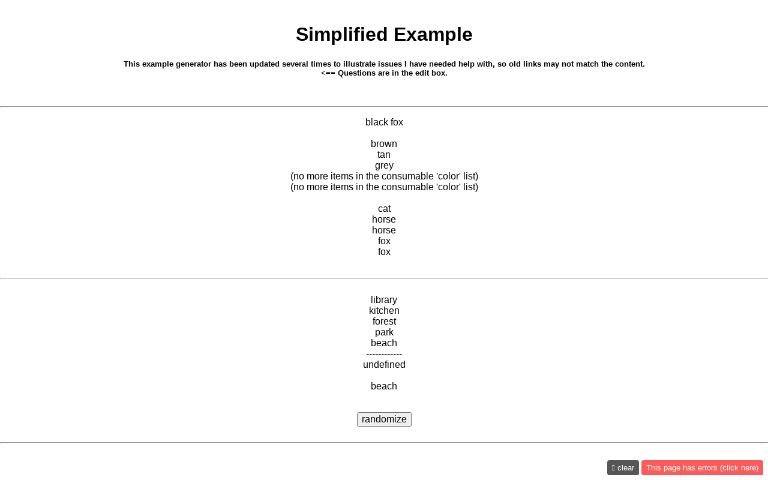 Simplified Example ― Perchance Generator