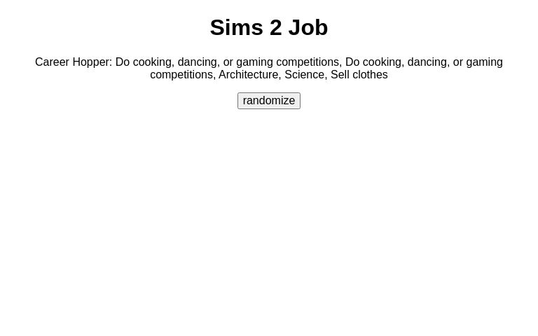 Sims 2 Job ― Perchance Generator