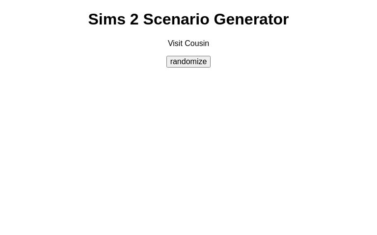 Sims 2 Scenario Generator