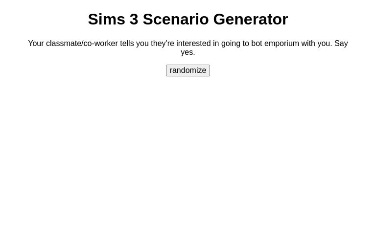 Sims 3 Scenario Generator
