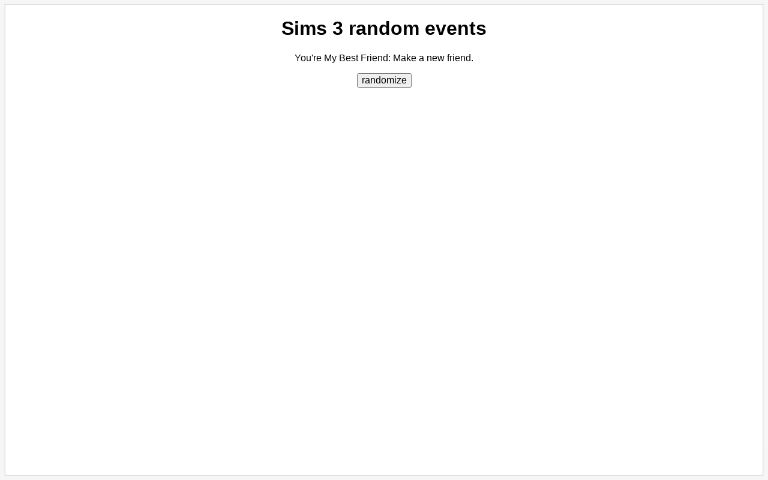 Sims 3 random events ― Perchance Generator