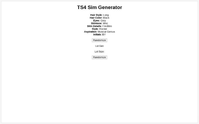 TS4 Sim Generator