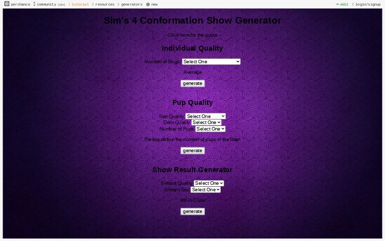 Sim's 4 Conformation Show Generator