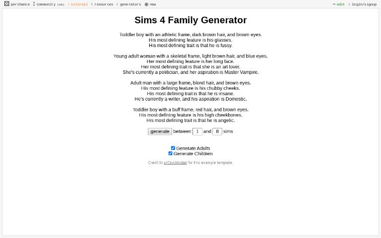 Sims 4 Family Generator