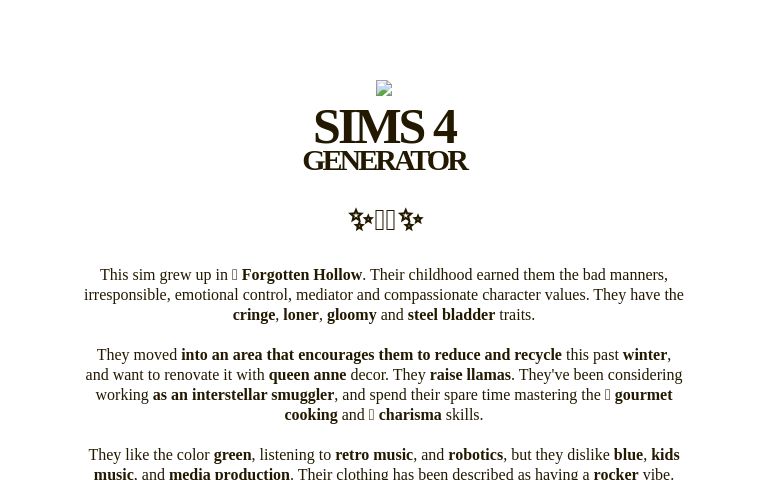 Sims 4 ― Perchance Generator