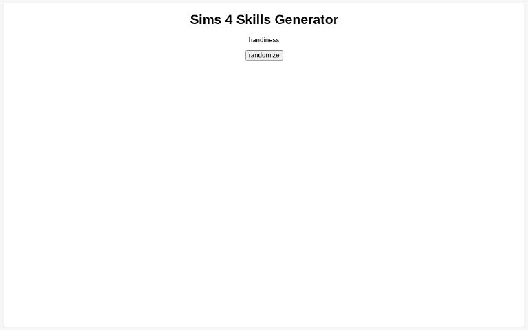 Sims 4 Skills Generator ― Perchance