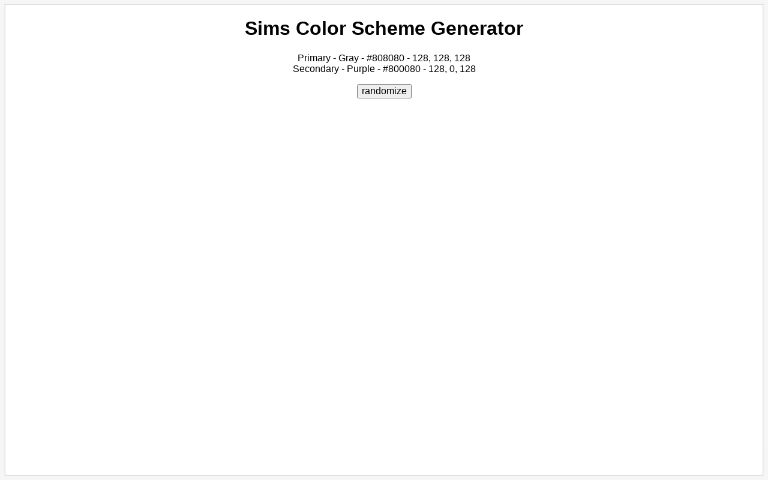Sims Color Scheme Generator