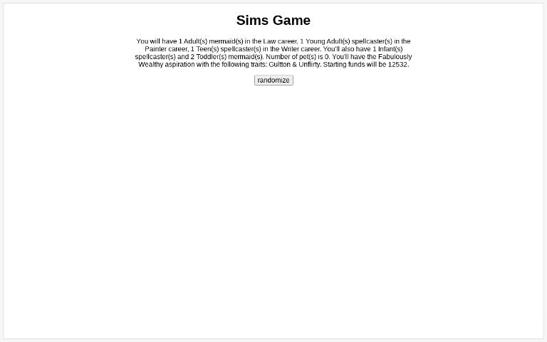 Sims Game ― Perchance Generator