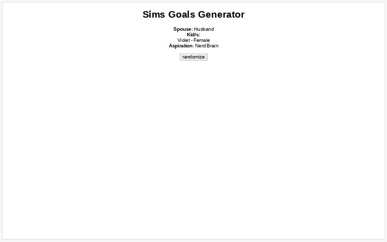 Sims Goals Generator