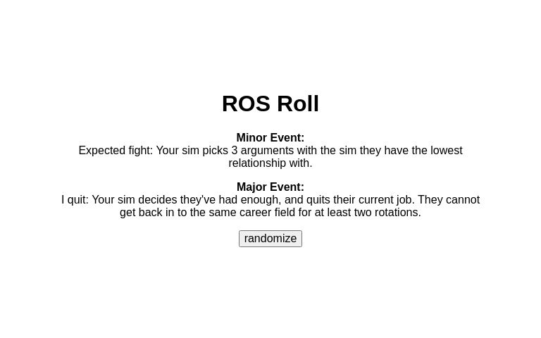 ROS Roll ― Perchance Generator