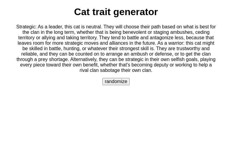 Cat trait generator