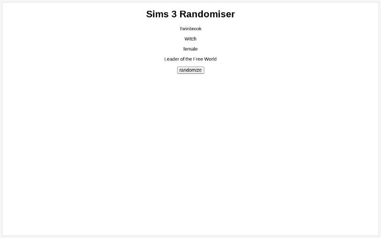 Sims 3 Randomiser ― Perchance Generator