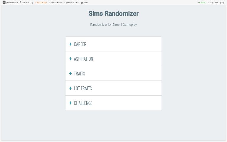 Sims Randomizer ― Perchance Generator
