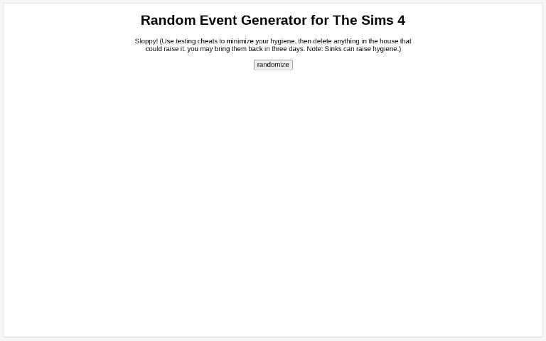 Random Event Generator for The Sims 4