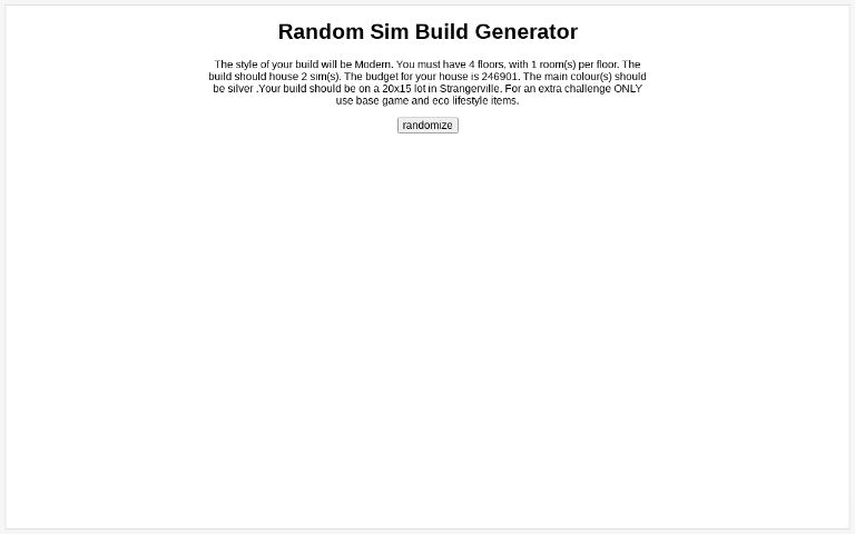 Random Sim Build Generator