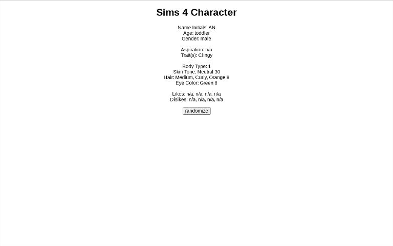 Sims 4 Character ― Perchance Generator