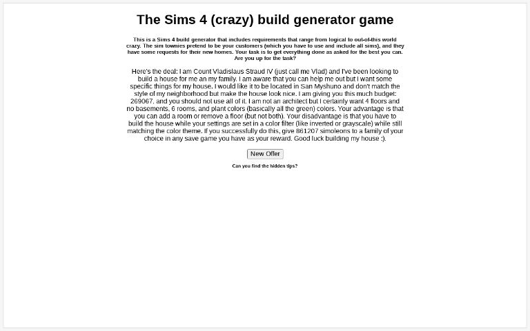 The Sims 4 (crazy) build generator game