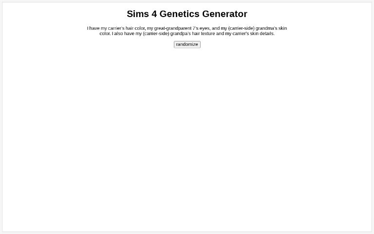 Sims 4 Genetics Generator