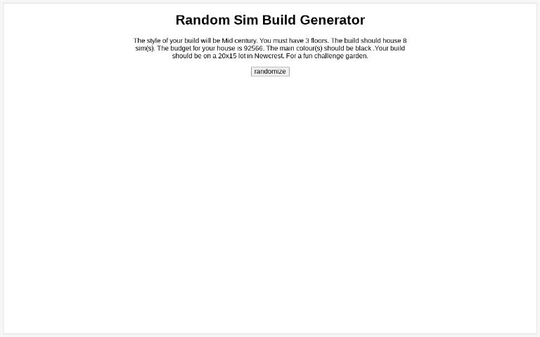 Random Sim Build Generator