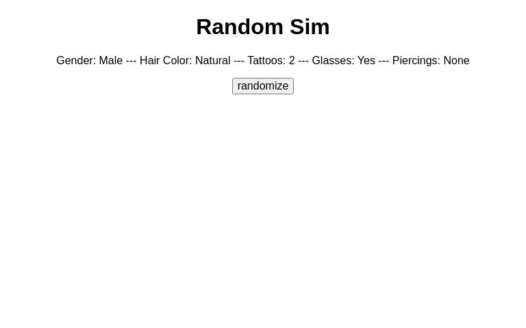 Random Sim ― Perchance Generator