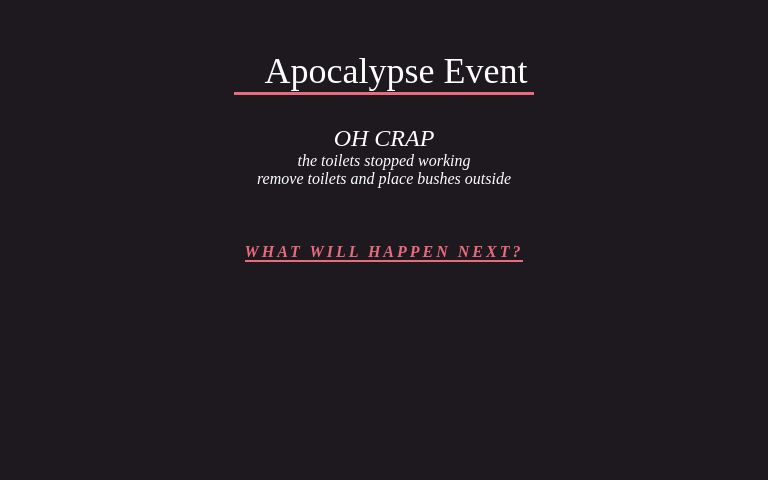 Apocalypse Event ― Perchance Generator