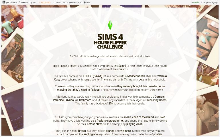 Sims 4 ― Perchance Generator