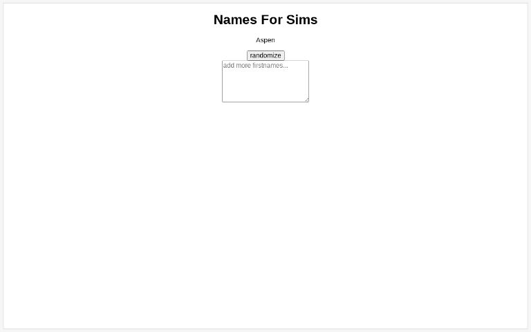 Names For Sims ― Perchance Generator