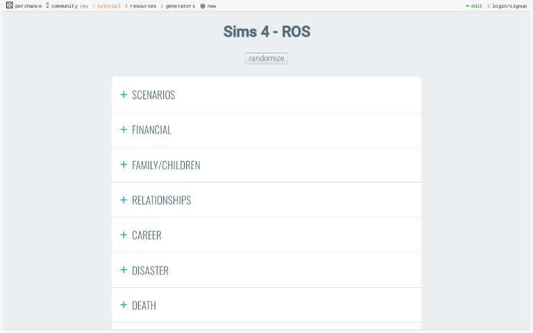Sims 4 - ROS ― Perchance Generator