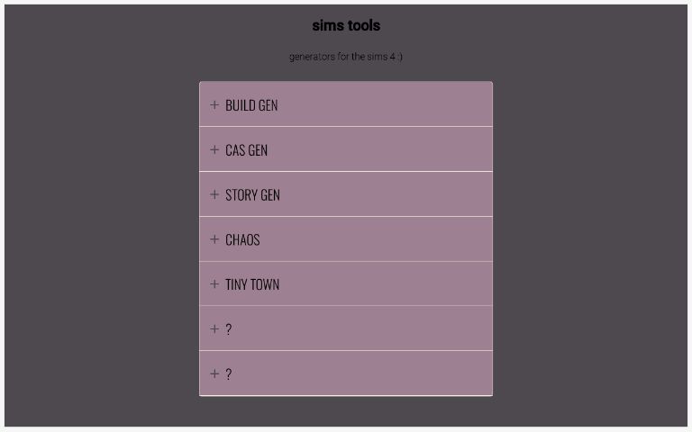 sims tools ― Perchance Generator