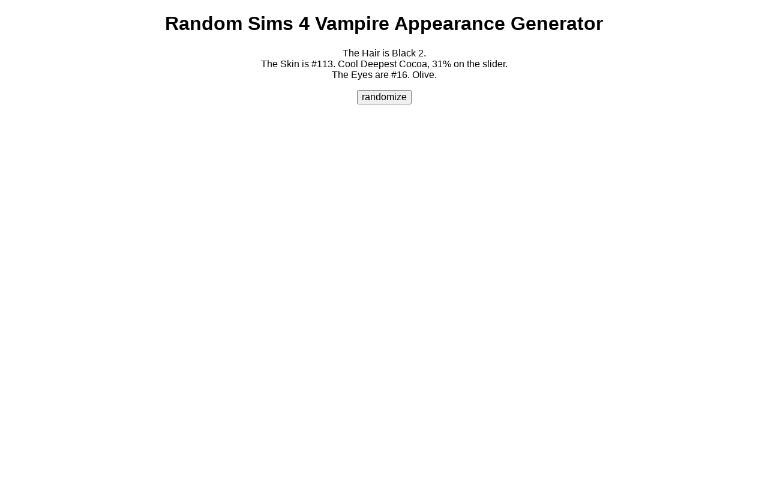 Random Sims 4 Vampire Appearance Generator
